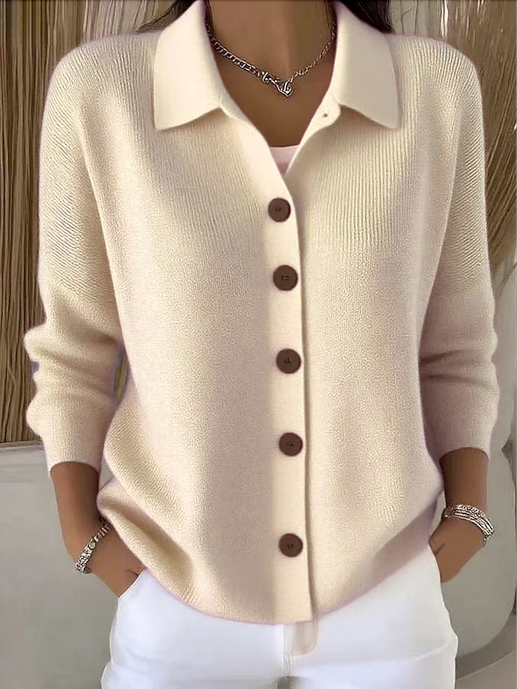Women Plain Long Sleeve Shawl Collar Casual Spring/Fall Cardigan Outer ...